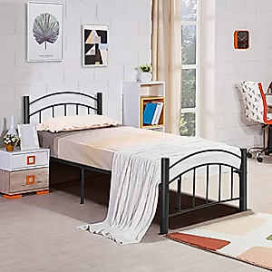 Giantex Metal Bed Frame, Modern Platform Bed with Headboard and Footboard, Heavy-Duty Steel Slat Support Mattress Foundation, Noise Free, Easy Assembly, No Box Spring Needed Frame (Twin Size, Black)