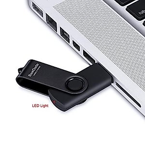 SeeDete 64GB Flash Drive USB Stick Thumb Drive Rotated Design Memory Stick with LED Light for External Storage and Backup Data Jump Drive 5 Pack 64GB (Multicoloured: Gold Black Red Blue Green)