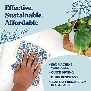 FEBU Swedish Dishcloths for Kitchen | 5 Pack Watercolor Reusable Paper Towels Washable | Swedish Dish Towels | Non-Scratch Cellulose Sponge Cloths | No Odor, Biodegradable Cleaning Cloths