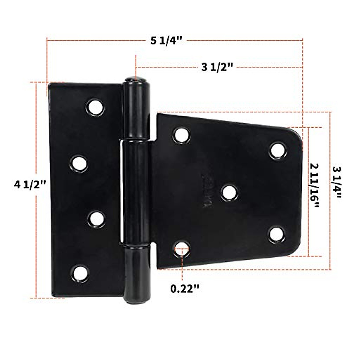 3.5 inch Black Door Shed Hinges Square Barn Hinges Heavy Duty Gate Hinges Wrought Hardware Iron Rustproof for Wood Fences (Not Included Screws)