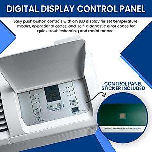 Klimaire PTAC 12,000 BTU Air Conditioner Heat Pump R-32 with Remote Control & 3.5 kW Electric Heater -230V