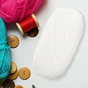 Sewroro 3 Rolls Knitting Yarn Cotton Yarn for Crocheting Cotton Heather Yarn Blanket Yarn Wool Round Rope Threads Balls Purse Yarn Pastel Yarn Sewing Thread Wool Yarn White Cream Baby Bulk