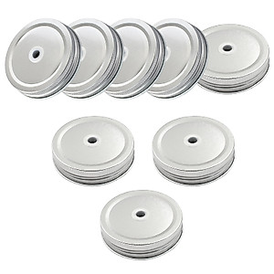 Coufce 8 PCS 2.7" Mason Jar Lids with Straw Hole Stainless Steel Drinking Jar Lids Canning Lids Polished Surface Reusable Premium Mason Jar Lids for Ball, Kerr Jars