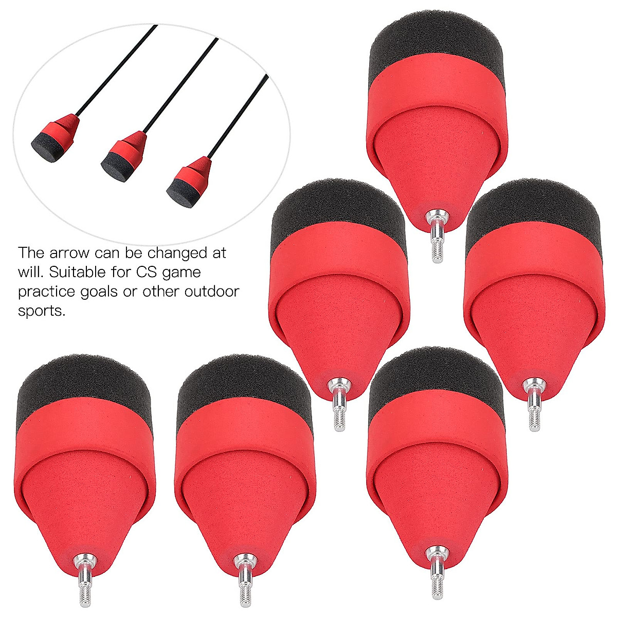 Dilwe Sponge Arrowhead, 6Pcs EVA Sponge + Metal Sponge Foam Tipped Archery Sponge Arrow Heads for Archery Hunting/CS Activities Shooting, Archery Supplies