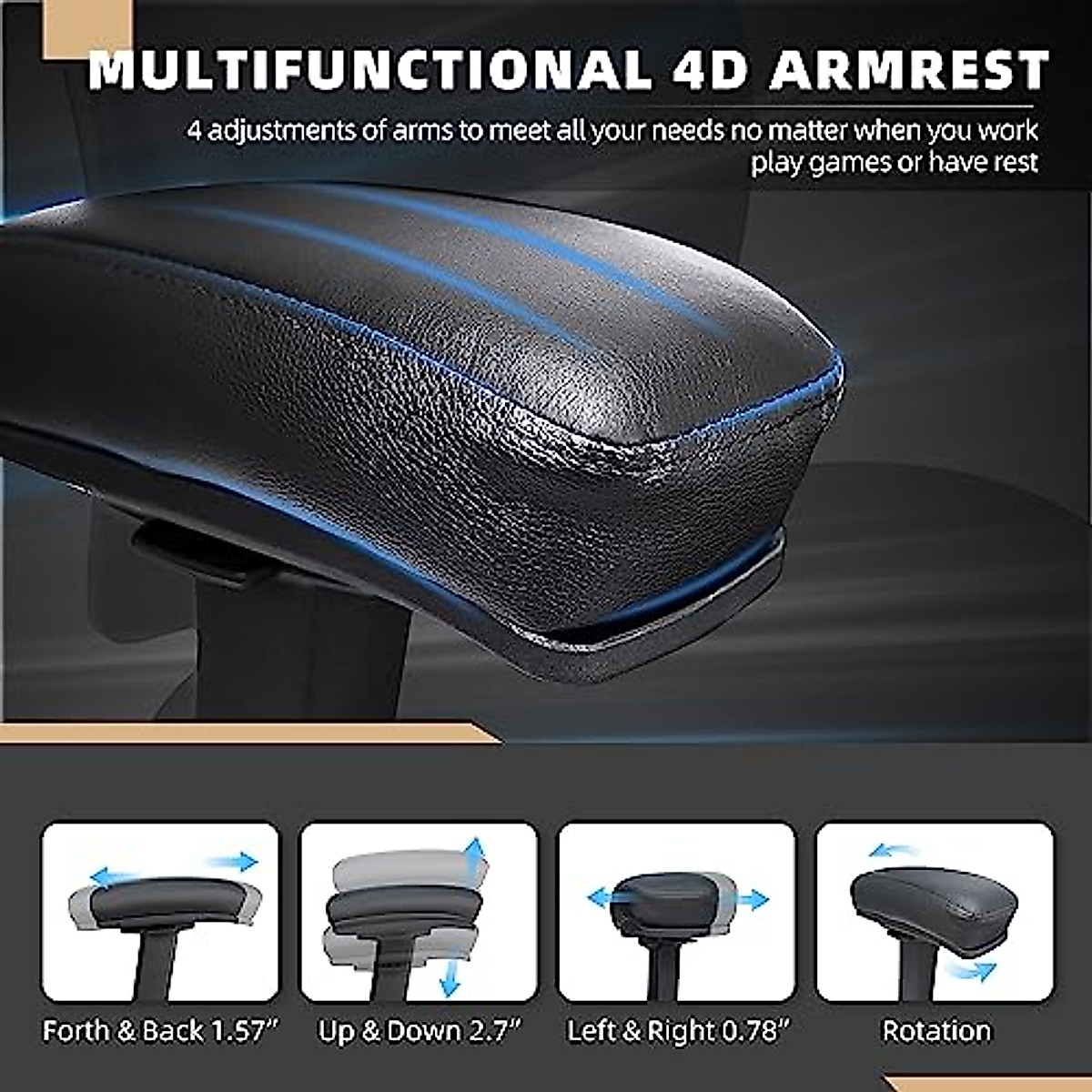 Big and Tall Office Chair 400lbs - Ergonomic Mesh Executive Desk Chair, Heavy Duty Computer Chair-Wide Thick Seat Cushion, Metal Base, Adjustable Lumbar Support, Rubber Blade Wheels, 4D Armrests