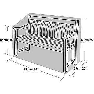 beerty Outside Furniture Covers - Garden Furniture Bench Cover 2/3/4 Seater Waterproof Anti-UV Heavy Duty Bench Protective Cover with Drawstring Cord and Storage Bag