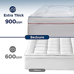 Bedsure Mattress Topper Queen Size - Extra Thick Cooling Mattress Pad Cover with 8-21" Deep Pocket, Plush Soft Pillow Top Bed Topper for Back Pain, Overfilled Down Alternative Filling, White