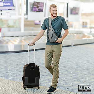 Peak Gear Travel Sling Bag. Compact Crossbody Bag | Lighter and Smaller than a Backpack | Lifetime Lost & Found ID Tag | Gray