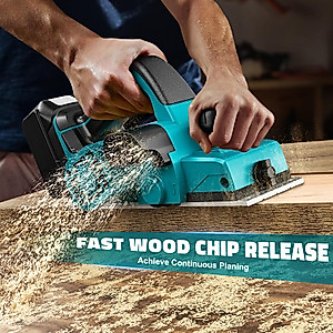 Cordless Electric Hand Planer: 3-1/4-Inch Handheld Planer for Makita 18V Battery (No Battery) - 15000 RPM Power Wood Planer for Woodworking, Carpentry, and Home DIY - Includes Blades and Edge Guide