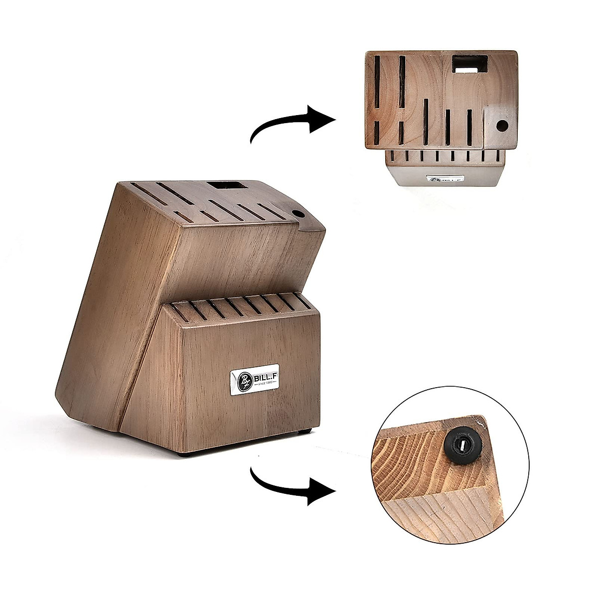 BILL.F Kitchen Knife Set,18 Pieces Stainless Steel Sharp Kitchen Knife Block Sets With Sharpener Includes Serrated Steak Knives Set,Chef Knives,Bread Knife, Scissor,Wooden Block,All in One Knife Set