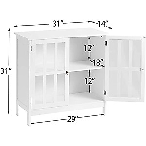 MELLCOM Wooden Storage Cabinet, Sideboard Console, Buffet Cabinet Entryway Kitchen Dining Console Living Room, White
