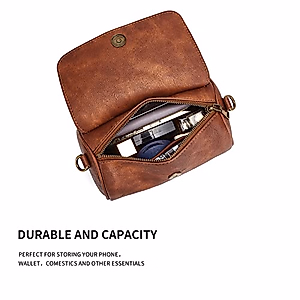 CORALDAISY CrossBody Bag for Women Purses, Small Cell Phone Purse Women's Shoulder Handbags Hobo, Leather Fashion Shoulder Bag Purse with 2 Adjustable Strap Gifts for Her (Brown)