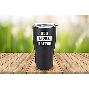 Old Lives Matter Tumbler - Funny Gifts for Men - Gag Gifts for Men, Adults - Funny Birthday Gifts for Men, Dad, Grandpa - Retirement Gifts for Men - Old Man Gifts - Cool Gifts for Dads (Black, 20 oz)