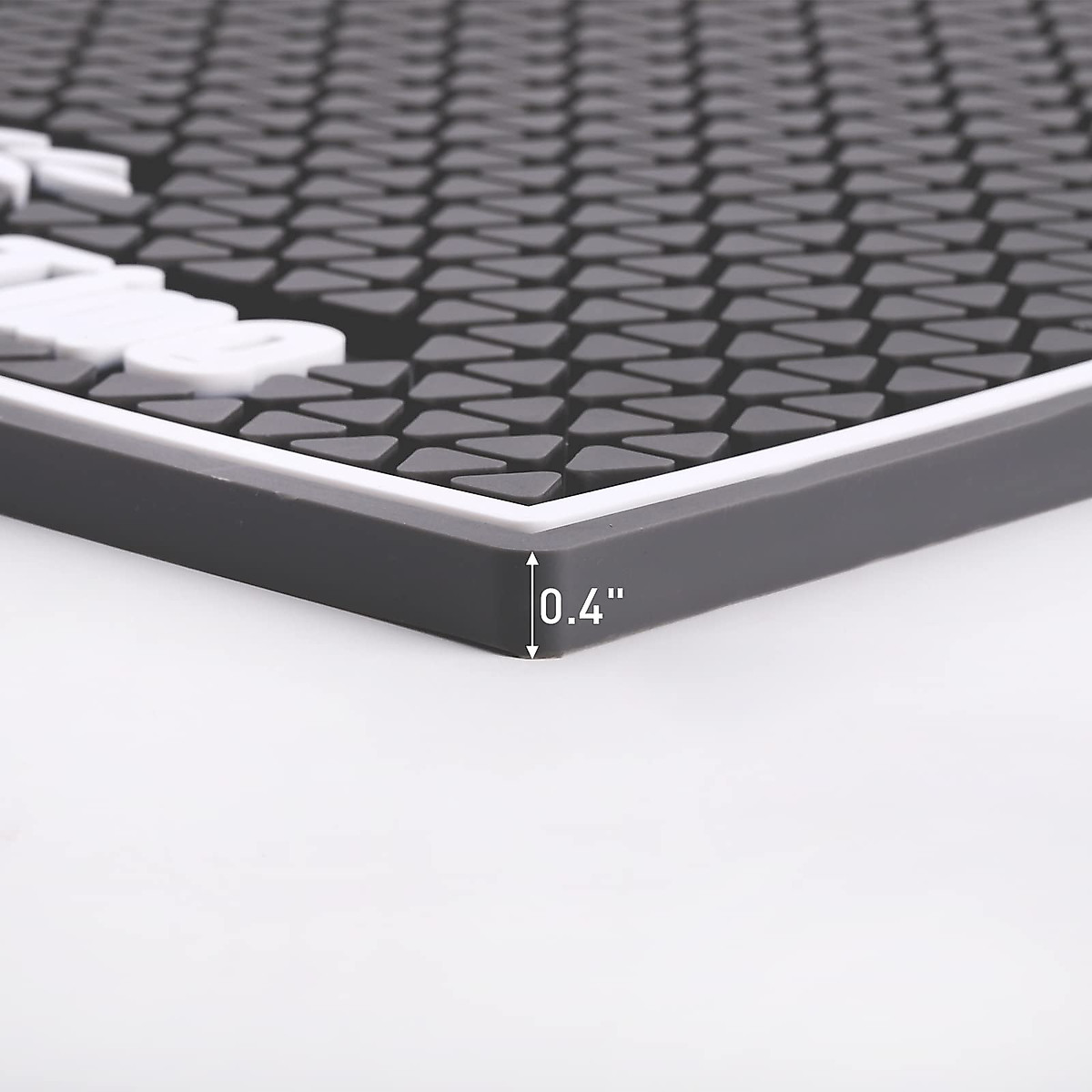 Hacaroa 2 Pack PVC Bar Mat 18" x 12", Non-Slip Coffee Mat Accessories Bar Service Spill Mat, Rectangular Dish Drying Mat for Kitchen Counter, Coffee Station, Restaurant, Gray