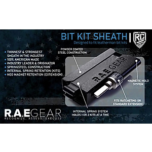 RAE GEAR BIT KIT + RATCHETING EXTENDER with UNIVERSAL BELT SIZE & ROTATABLE BELT CLIP (bit kits and extender NOT included)
