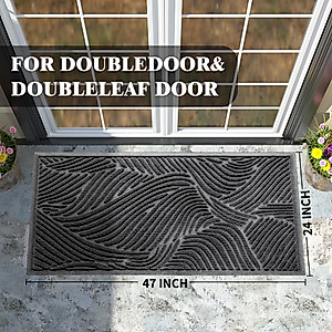 Yimobra Front Door Mat Outdoor Entrance, Ultra Water Absorbent, Heavy Duty Patio Guard Welcome Matt, Non-Slip Rubber Backing, Easy Clean Shoe Scraper, Indoor, Entryway, 47x24 Inch, Dark Grey