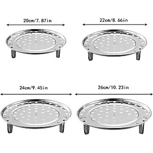 HAOSJINY Steamer Rack - Steamer Basket For Pot, Round Stainless Steel Steaming Rack, Canning Racks, Single layer silver (22 cm / 8.66 in)