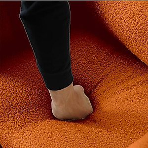 Penifun Teddy Accent Modern Side Gold Legs & Waist Pillow, Single Sofa Couch Armchair Reading Chairs for Living Waiting Room Bedroom Orange