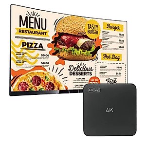 Lunzn Smart Digital Signage Player with Non-Subscription CMS Software 7x24 Stable Auto Play Make TV Set Become LCD Display Andriod 4K Advertising Media Player(YM05)