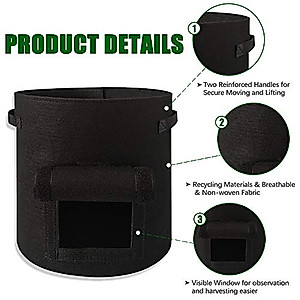 Dchant&Wiiiisen Potato Grow Bags 3 Pack 7 Gallon Plant Grow Bag with Window Flap Breathable Planting and Two Handles Thickened Non-Woven Fabric Gardening Plant Containers for Vegetables & Flowers
