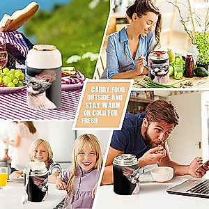 CUPADA Vivid Hairless Cat Food Jar, Cute Kitten Insulated Hot Food Jars Vacuum 17OZ with Folding Spoon for Work Trip Picnic Camping