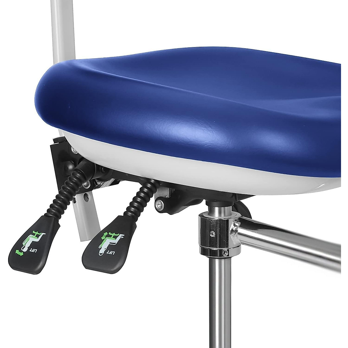 Adjustable Seat Doctor's Stool Dental Assistance Chair with Foot Control 360 Degree Rotation Armrest PU Leather QY-600M-B2