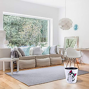 RuiyiF Deskside Trash Can for Kids Girls Bedroom Bathroom Without Lid, Decorative Waste Basket for Kitchen Living Room Farmhouse Kitchen Garbage Can Recycling Bin Pu Leather (Cat)