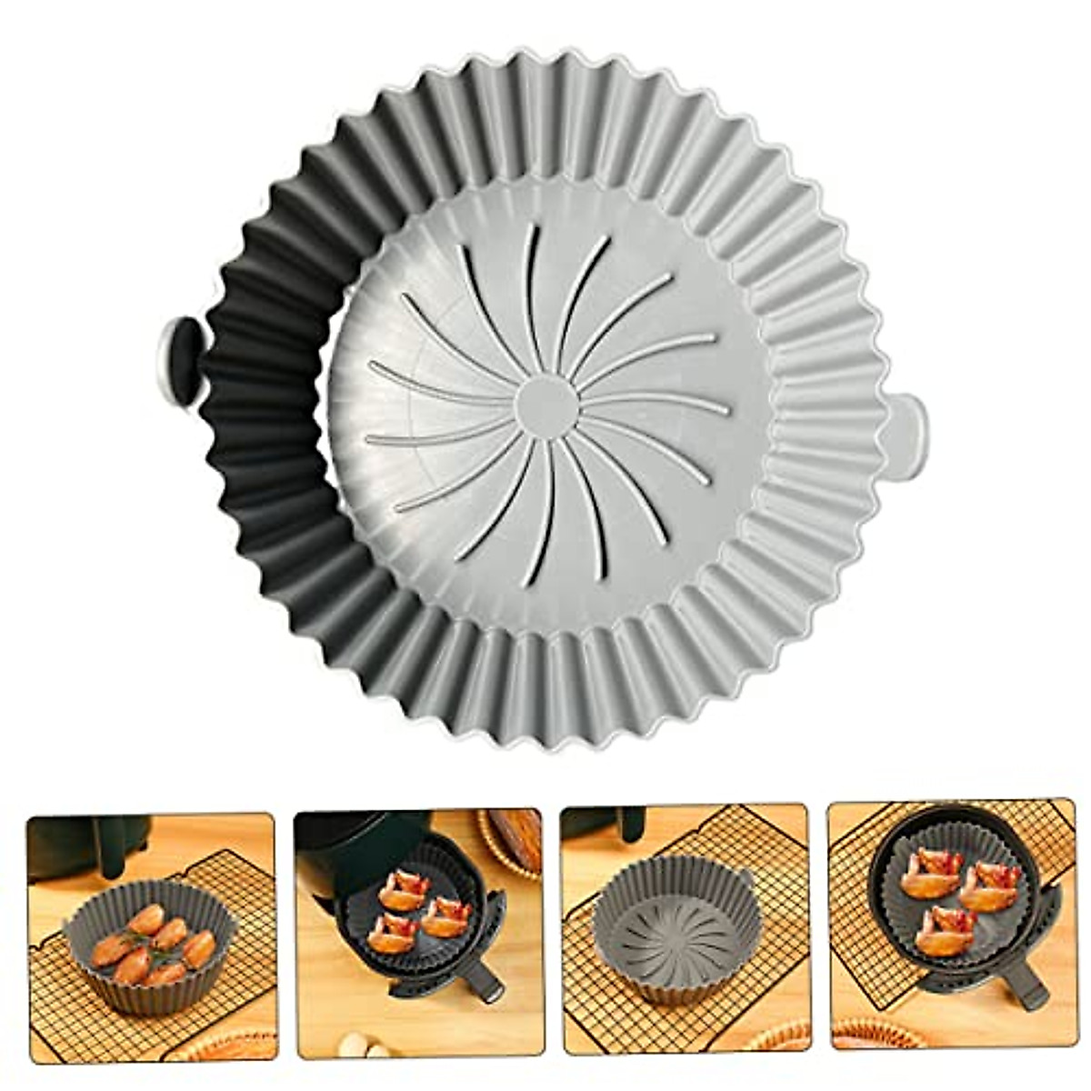 Angoily Fryer Silicone Bakeware Air Fryer Toaster Oven Air Fryer Silicone Pot Silicone Mat for Air Fryer Air Fryer Parchment Paper Baking Tool Air Fryer Silicone Mat Kitchen Air Fryer Pad