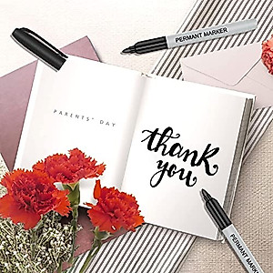 Piochoo Permanent Marker Pens, 24 Counts Black Fine Point Permanent Marker Sets for Writing Doodling Marking Coloring