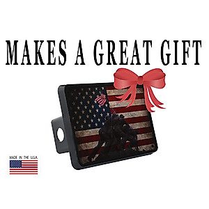 Rogue River Tactical USA Flag Iwo Jima Trailer Hitch Cover Plug US Patriotic Veteran WW2 Memorial