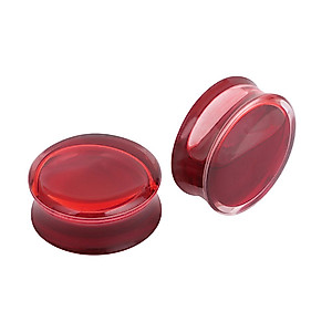 IPINK -2Pcs Acrylic Red Liquid Blood Double Flare Ear Plugs Tunnels Gauge 0g-1" (00 Gauge (10mm))