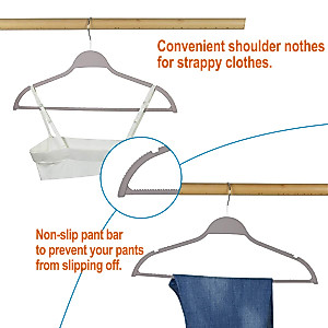 ELONG HOME Plastic Clothes Hangers, Upgraded Rubber Non Slip Plastic Hangers, Non Velvet Durable Slim Clothing Hangers, 17.7 Inches Wide for Adults Clothes, 20 Pack