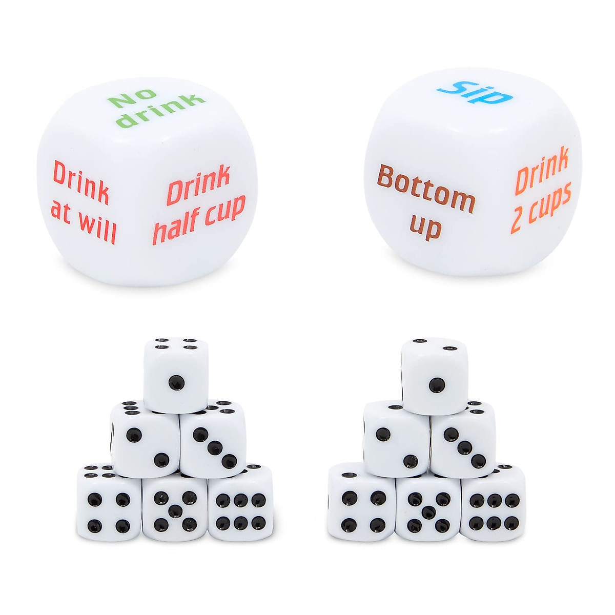 Zodaca Drinking Dice Game Set for Adults with 2 Leather Cups and Fun Dices for Drunk Frenzy Party (16 Pieces)