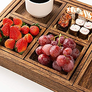 Rustic Wooden Serving Trays with Handle - Set of 7 - Large/Medium/Small/Mini-Nesting Multipurpose Trays - for Breakfast, Coffee Table/Butler & More