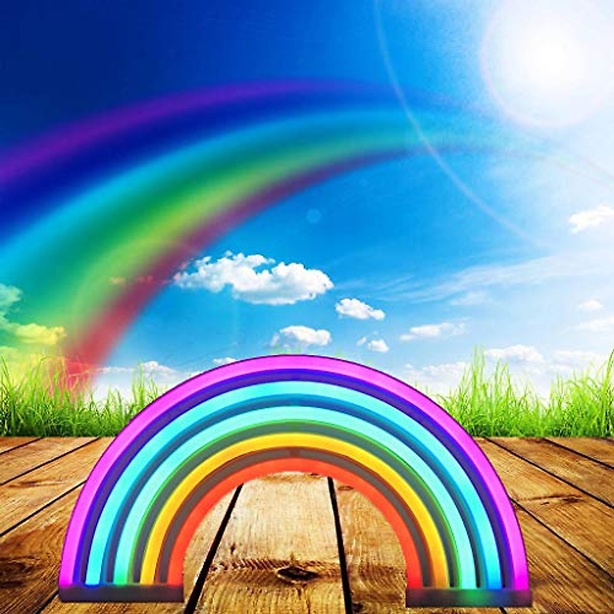 Nordstylee Neon Rainbow Light Signs,Led Rainbow Night Lights Decor Lights for Kid's Gift, Wall, Birthday Party, Christmas, Wedding Decoration