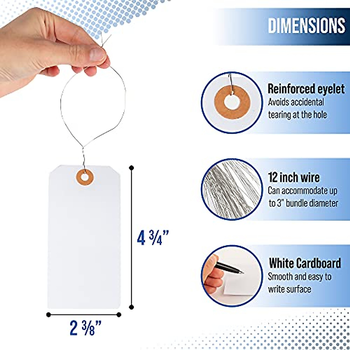 Hang Tags with Reinforced Eyelet - 125 Blank Labels