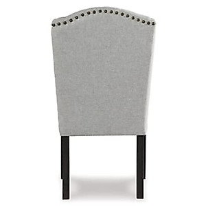 Signature Design by Ashley Jeanette Traditional Tufted Upholstered Wingback Dining Chair, 2 Count, Light Gray