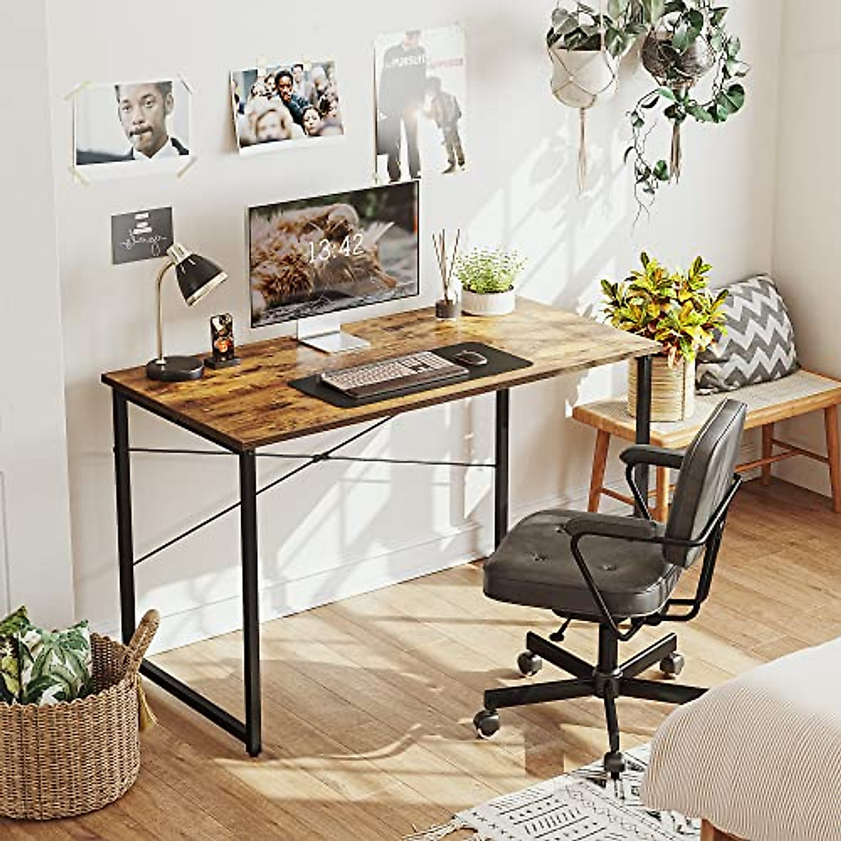 CubiCubi Computer Desk 40" Home Office Laptop Desk Study Writing Table, Modern Simple Style, Brown