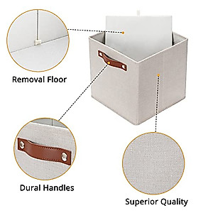 DULLEMELO Storage Boxes for Shelves Closet Storage,Sturdy Home Organization Bins for Gifts Empty,Foldable Fabric Storage Cubes Baskets for Nursery Toys Towels Clothes Storage(Beige)