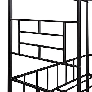 MERITLINE House Bed Full Size Kids Bed Frame Metal Platform Bed Frame, No Box Spring Needed, for Girls Boys - Black