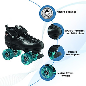 Sure-Grip GT-50 Motion Roller Skate Package - Black sz Mens 9 / Ladies 10