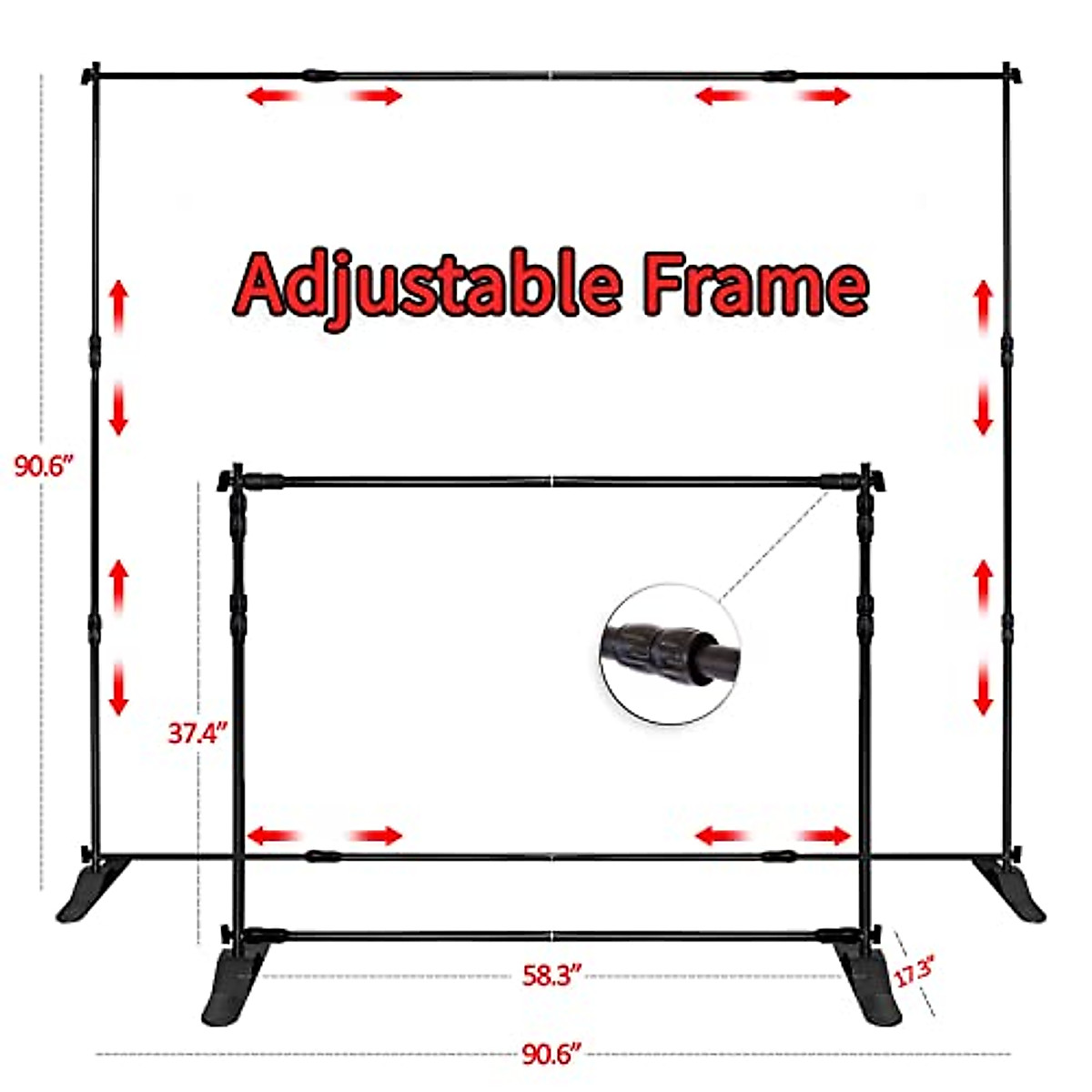 iElyiEsy Backdrop Stand Kit 8x8FT Adjustable Telescopic Display Step and Repeat Banner Stand for Party Decoration, Photoshoot, Photography, Trade Show with Carrying Bag