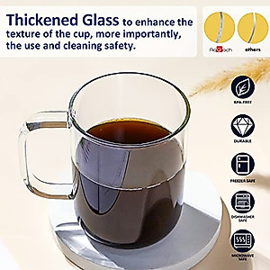 Aquach Glass Mugs 20 oz Set of 2, Extra Large Clear Glass Cup with Handle for Hot/Cold Coffee Tea Beverage, Thicker Quality for Safe Use Every Day