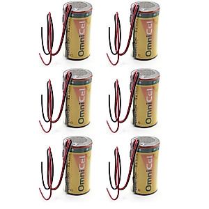 6x OmniCel ER34615HD/W LithiumThionyl Chloride Battery with Wire Leads For Fleet Monitoring, Tracking Devices for Hunting Dogs, Carbon Monoxide Detectors, Intrusion Sensors, Invisible Fencing