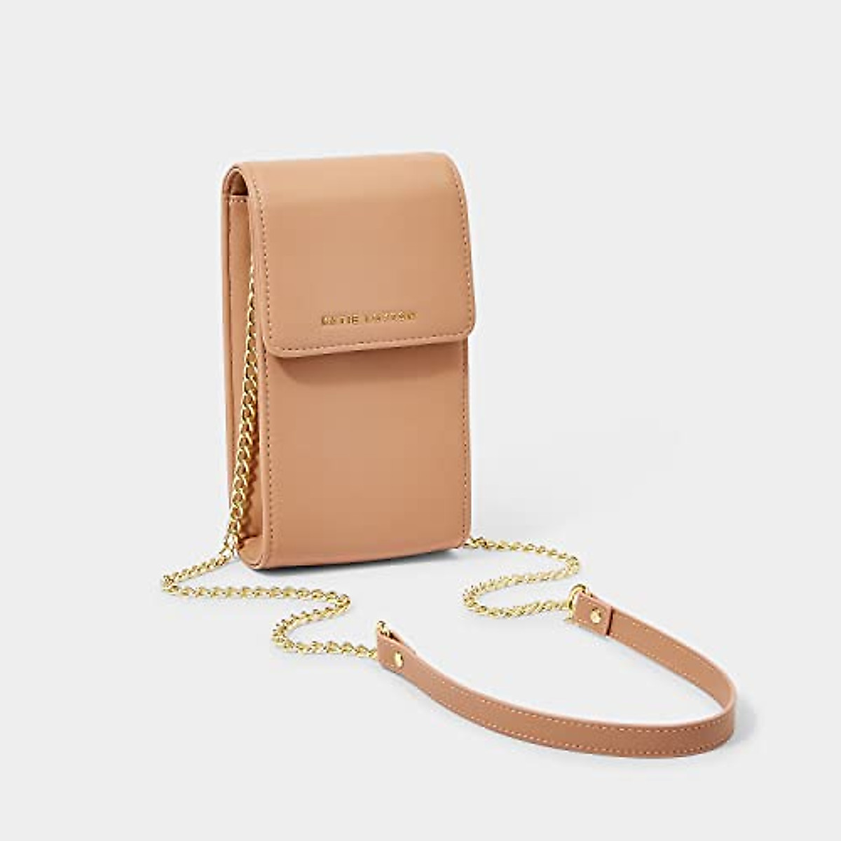 KATIE LOXTON Amy Small Womens Vegan Leather Chain Strap Mini Crossbody Clutch Handbag Purse Taupe
