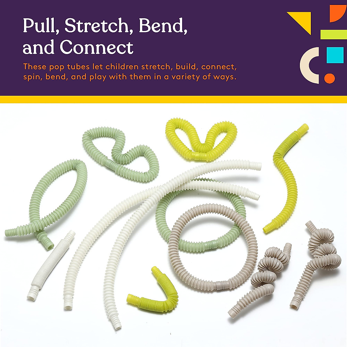 Special Supplies Fun Pull and Stretch Tubes for Kids - Pop, Bend, Build, and Connect Toy, Provide Tactile and Auditory Sensory Play, Colorful, Heavy-Duty Plastic (Camo-12)