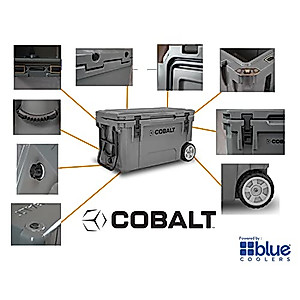 Cobalt 55 Quart Roto-Molded Super Ice Cooler | Large Ice Chest Holds Ice Up to 3 Days | (Gray)