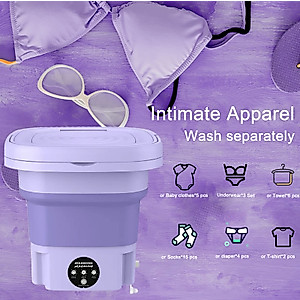Portable Washing Machine,Mini Washer Suitable for Washing Small Pieces of Clothing, Baby Clothes,Underwear,Socks,Portable Washer Machine for Apartments, Dormitories, Camping,RV Purple