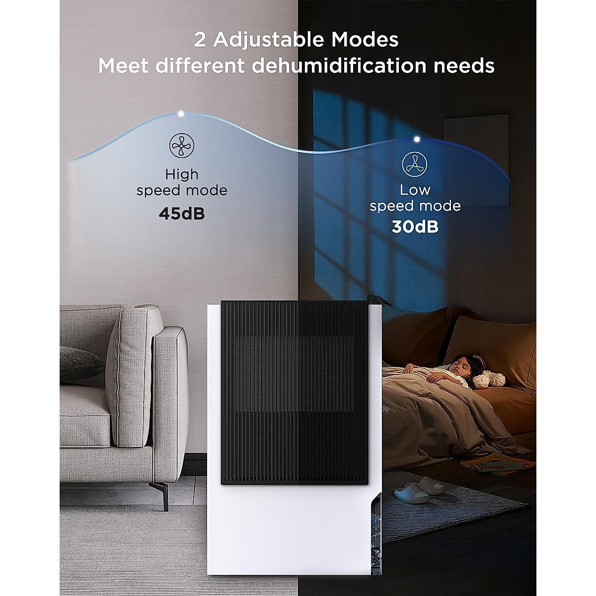 Dehumidifier for Basement with Drain Hose, EasyAcc 2024 Newly [ Rotary 10X Fast Dehumidification/1500 Sq. Ft/Timer/3000ml Per Day] 2 Modes Quiet Portable Dehumidifier for Bedroom Bathroom Large Room