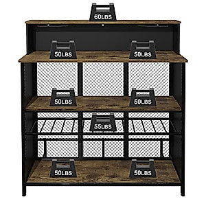 GDLF Home Bar Unit Mini Bar Liquor Bar Table with Storage and Footrest for Home Kitchen Pub (Brown)